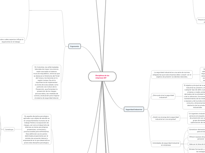 Disciplinas de las empresas SST - Mind Map